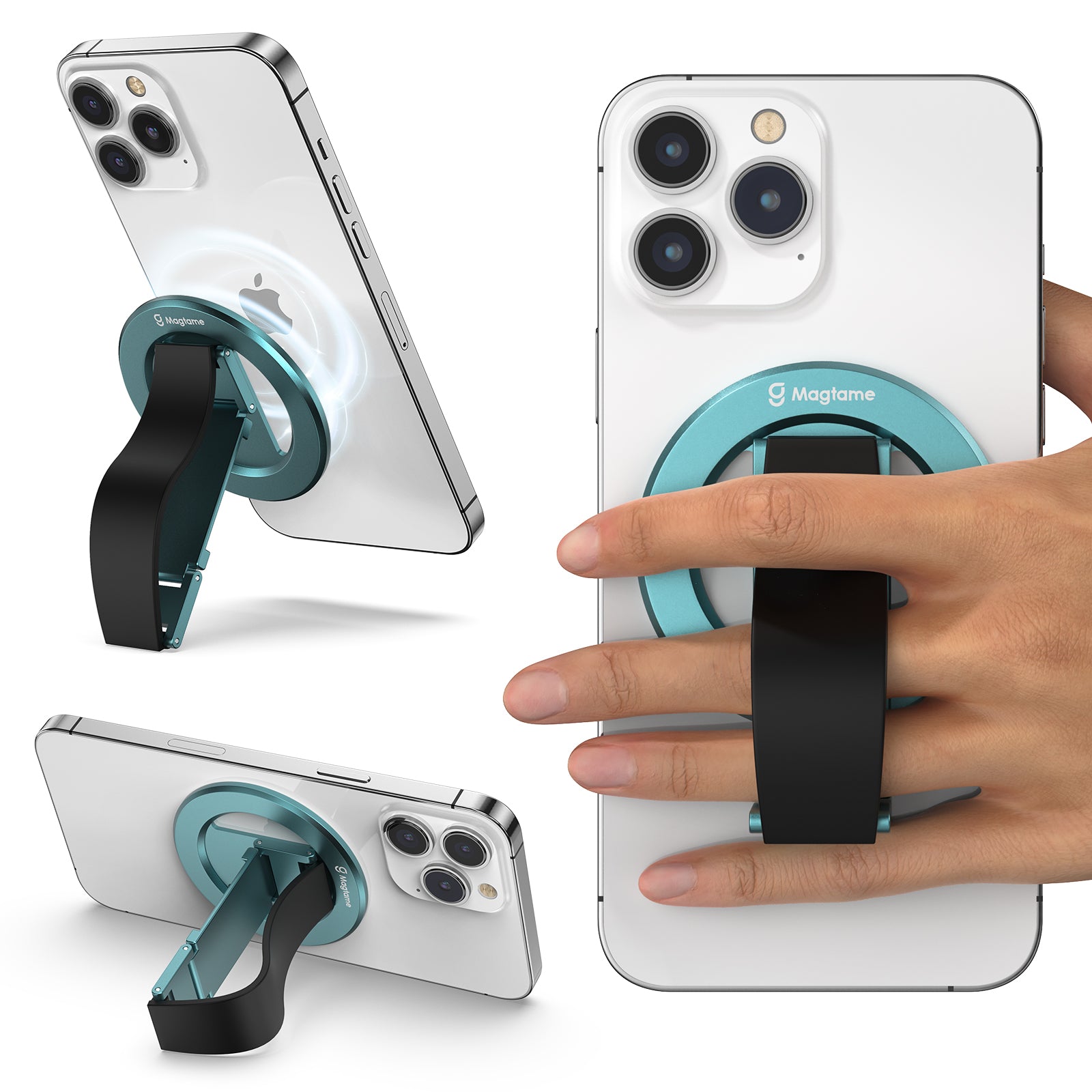 MagSafe Magnetic Phone Grip with Finger Strap, 3-in-1 Metal Phone Hold ...