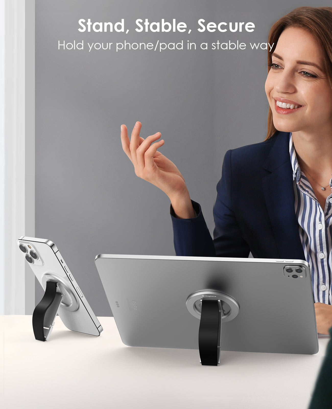 MagSafe Magnetic Phone Grip with Finger Strap, 3-in-1 Metal Phone Hold ...