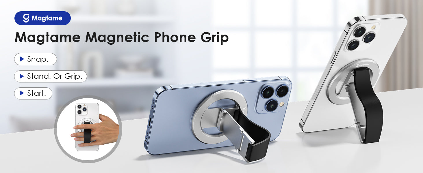 MagSafe Magnetic Phone Grip with Finger Strap, 3-in-1 Metal Phone Hold ...